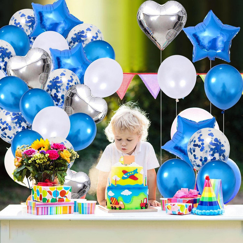 Mercer41 49pcs Blue Birthday Decorations Party Supplies Set, Banner ...