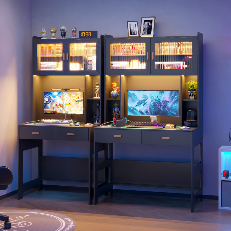 Wrought Studio™ Berwaldt 40" W Rectangle Computer Desk with Hutch and ...