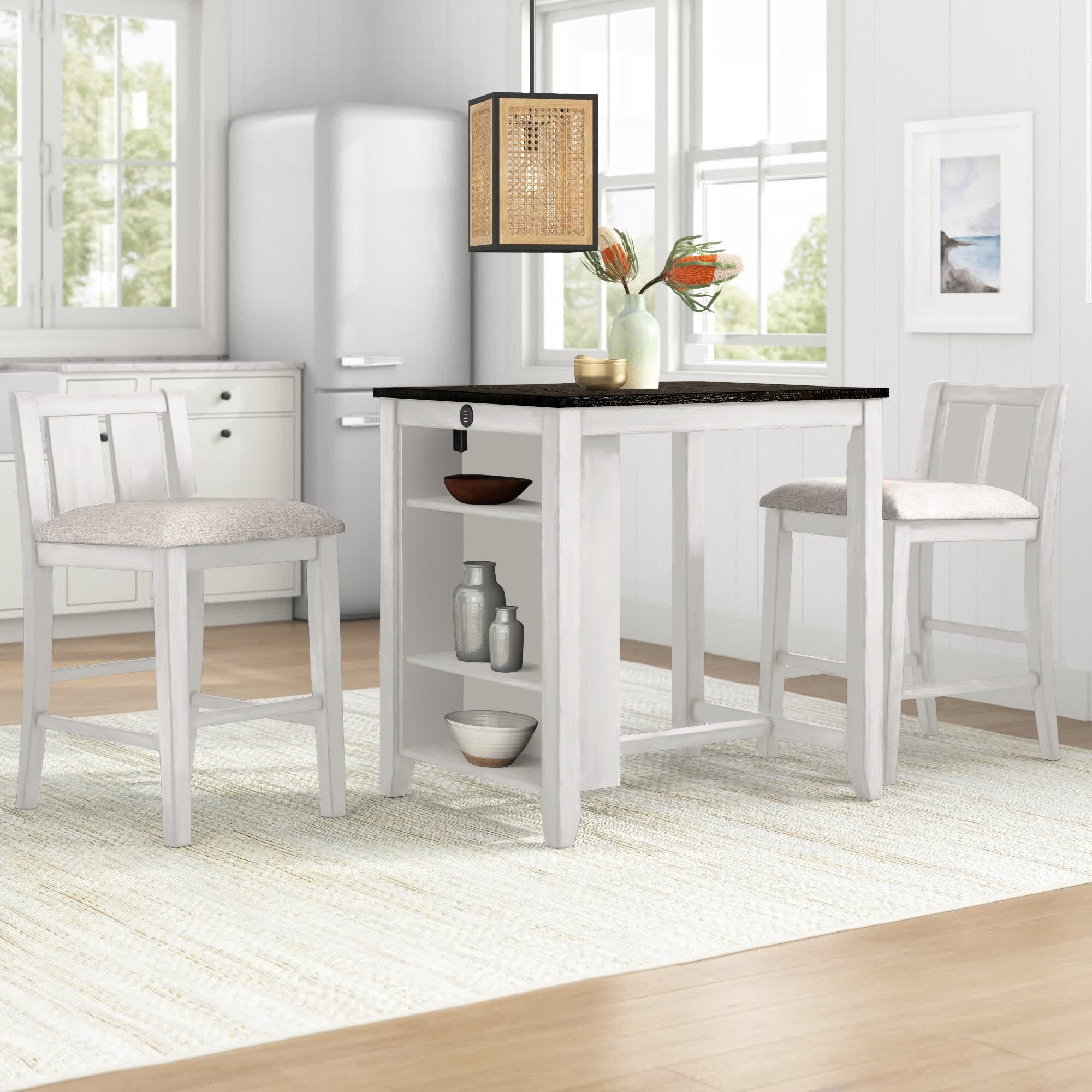 Sand & Stable™ Zara 2 - Person Counter Height Solid Wood Dining Set & Reviews | Wayfair