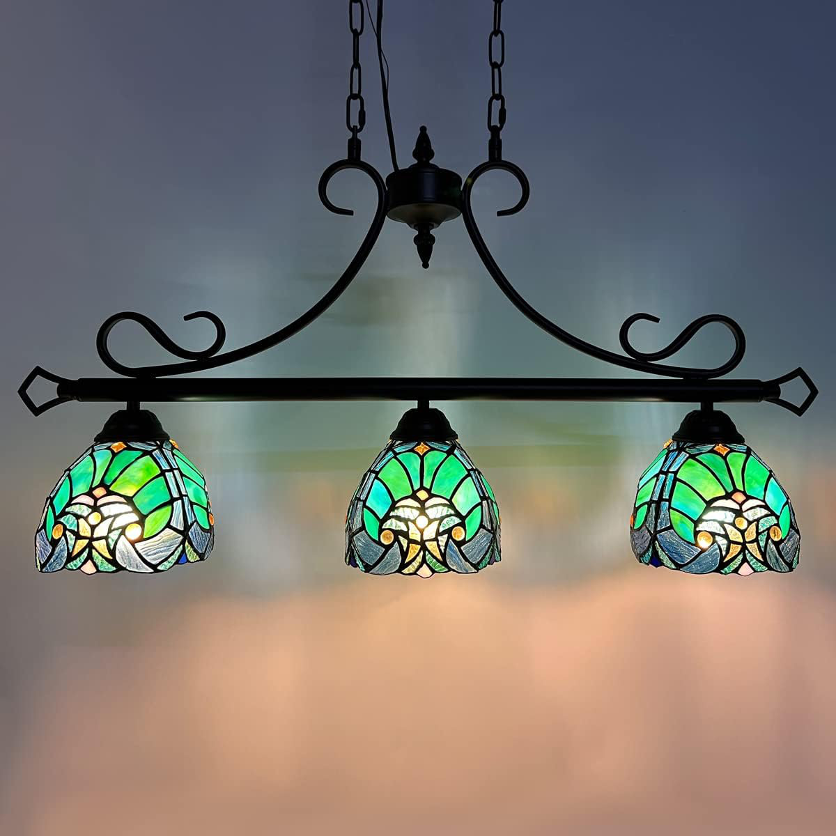 Bloomsbury Market Tiffany Style Pool Table Chandelier - 3-Light Stained ...