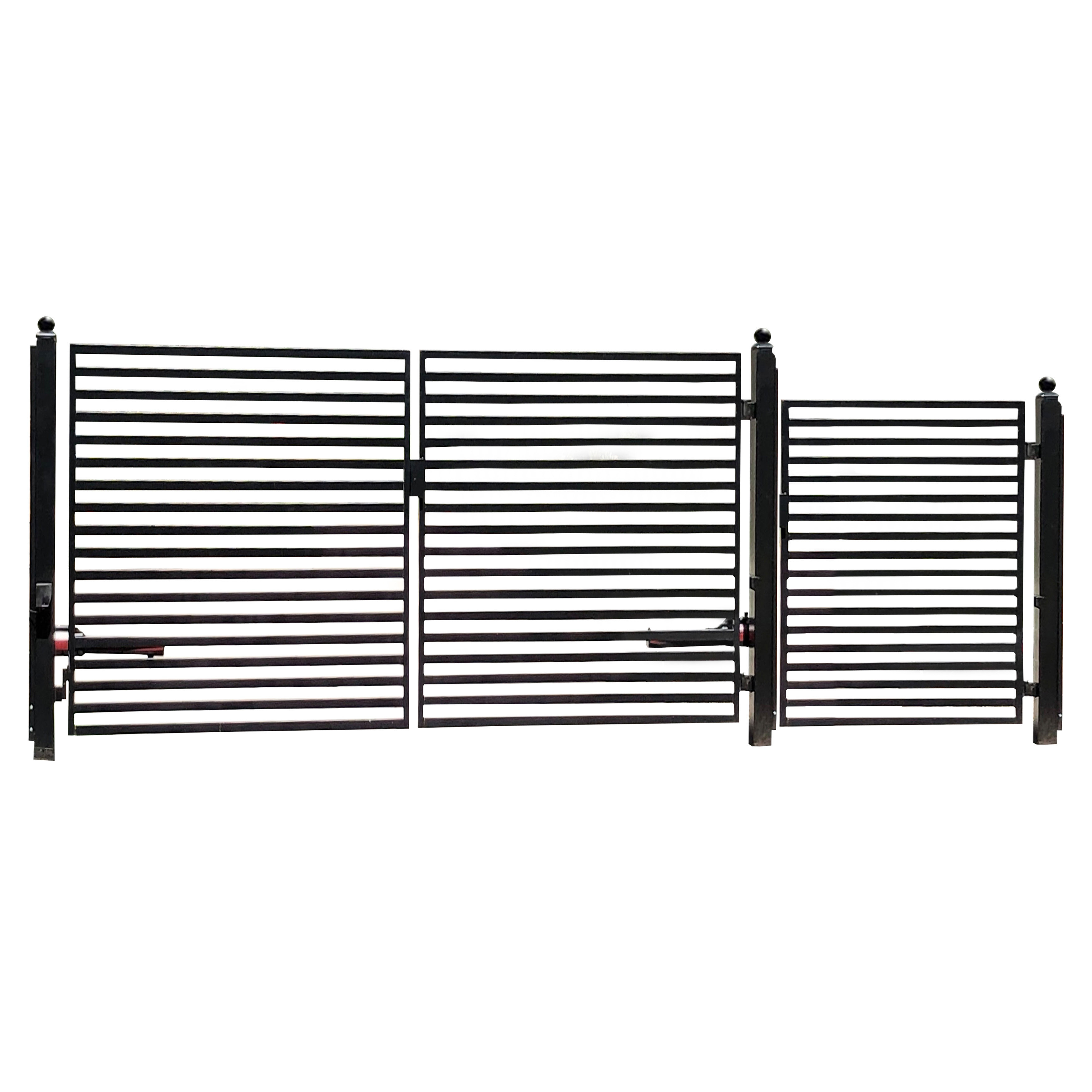 ALEKO MILAN Style Steel Dual Swing Driveway Gate with Pedestrian Gate ...