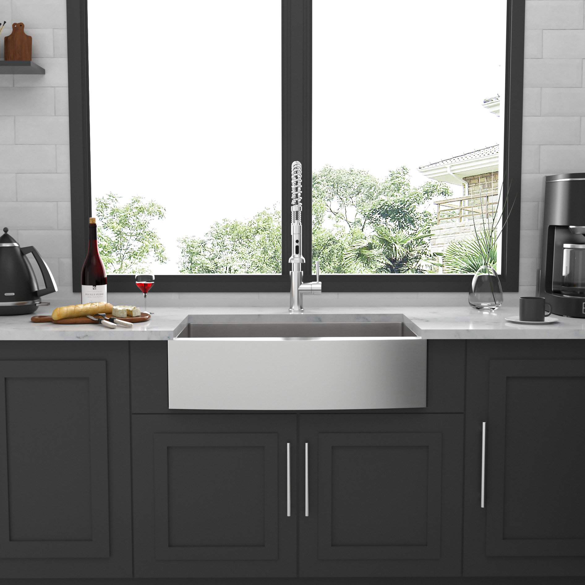 Crafted Palm 33" Stainless Steel Sink, 33X21x10 Inch, Oil- Nano Coating ...