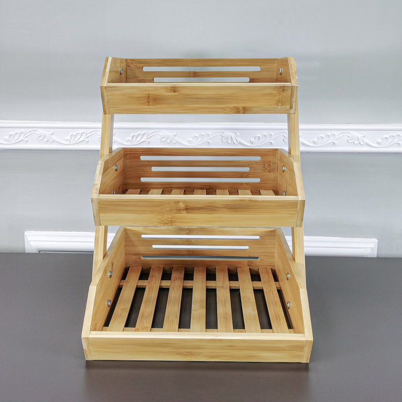 FixtureDisplays Bamboo Fruit Basket, 3 Tier Fruit Holder for Kitchen ...