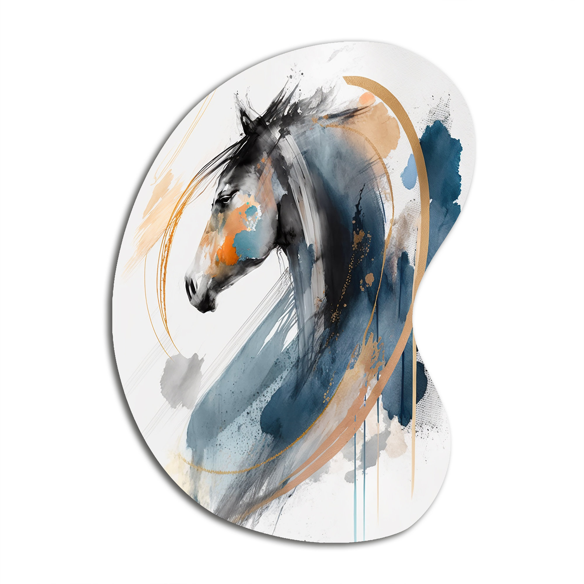 Brayden Studio® Black Horse Side Portrait II - Horse Boom Shape ...