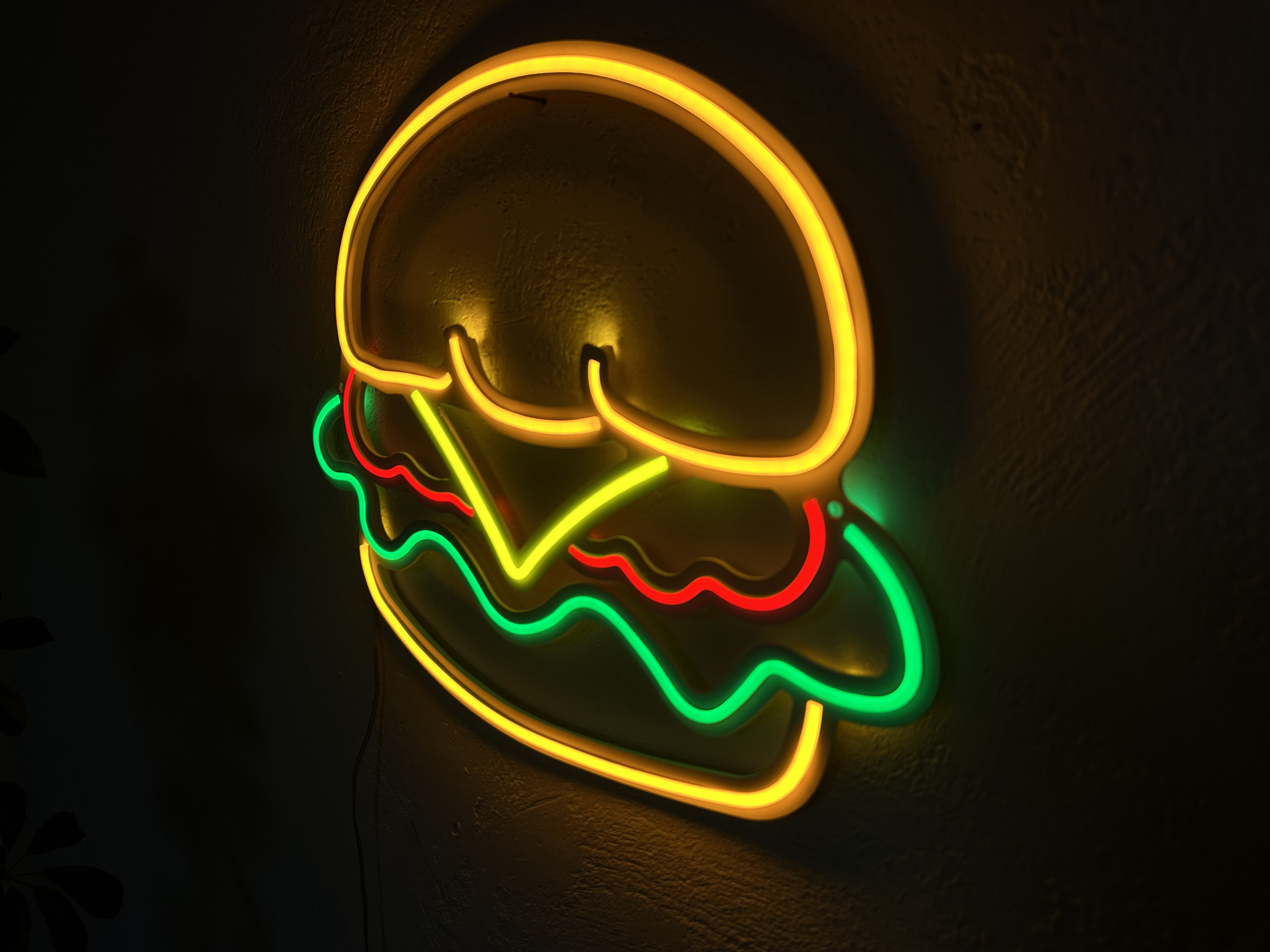 Trinx Hamburger Metal Neon Sign, Food Neon Sign, Fast Food Neon Decor ...