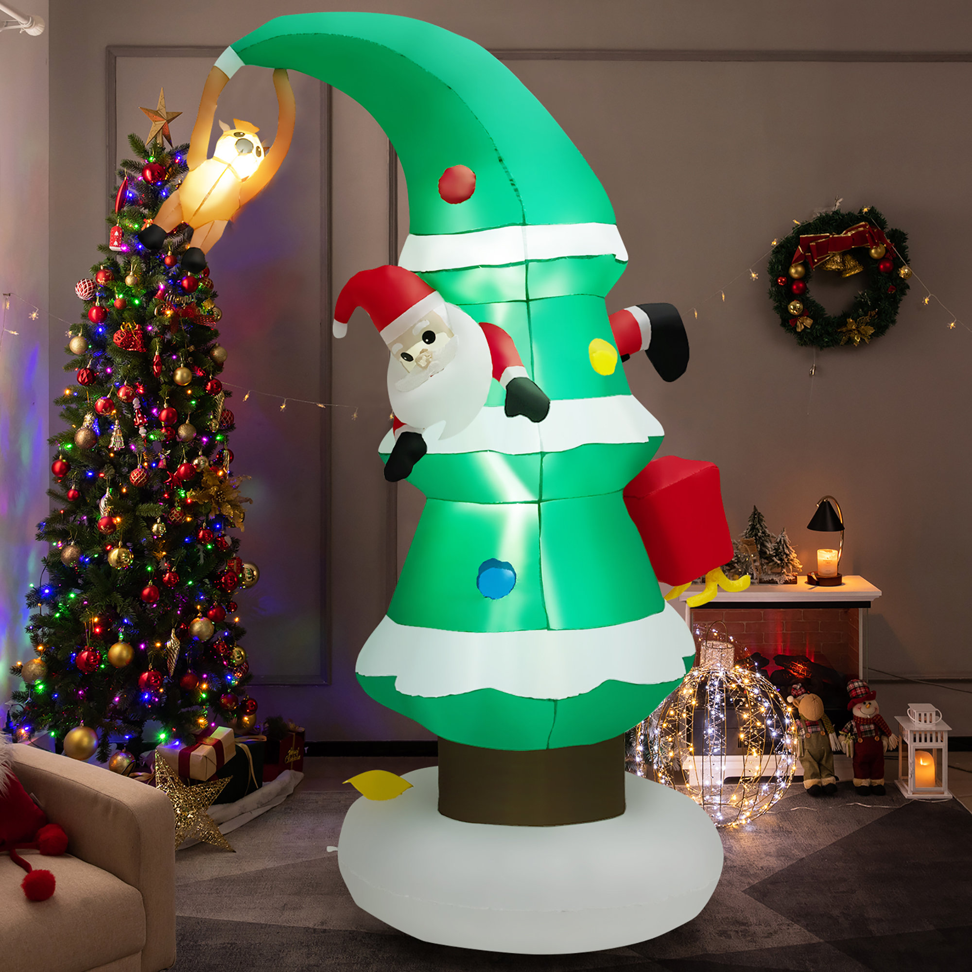 The Holiday Aisle® 8ft Inflatable Christmas Tree With Santa Claus ...
