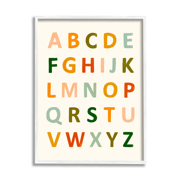 Stupell Industries ABC Letter Chart Soft Terracotta Earth Tone Alphabet ...