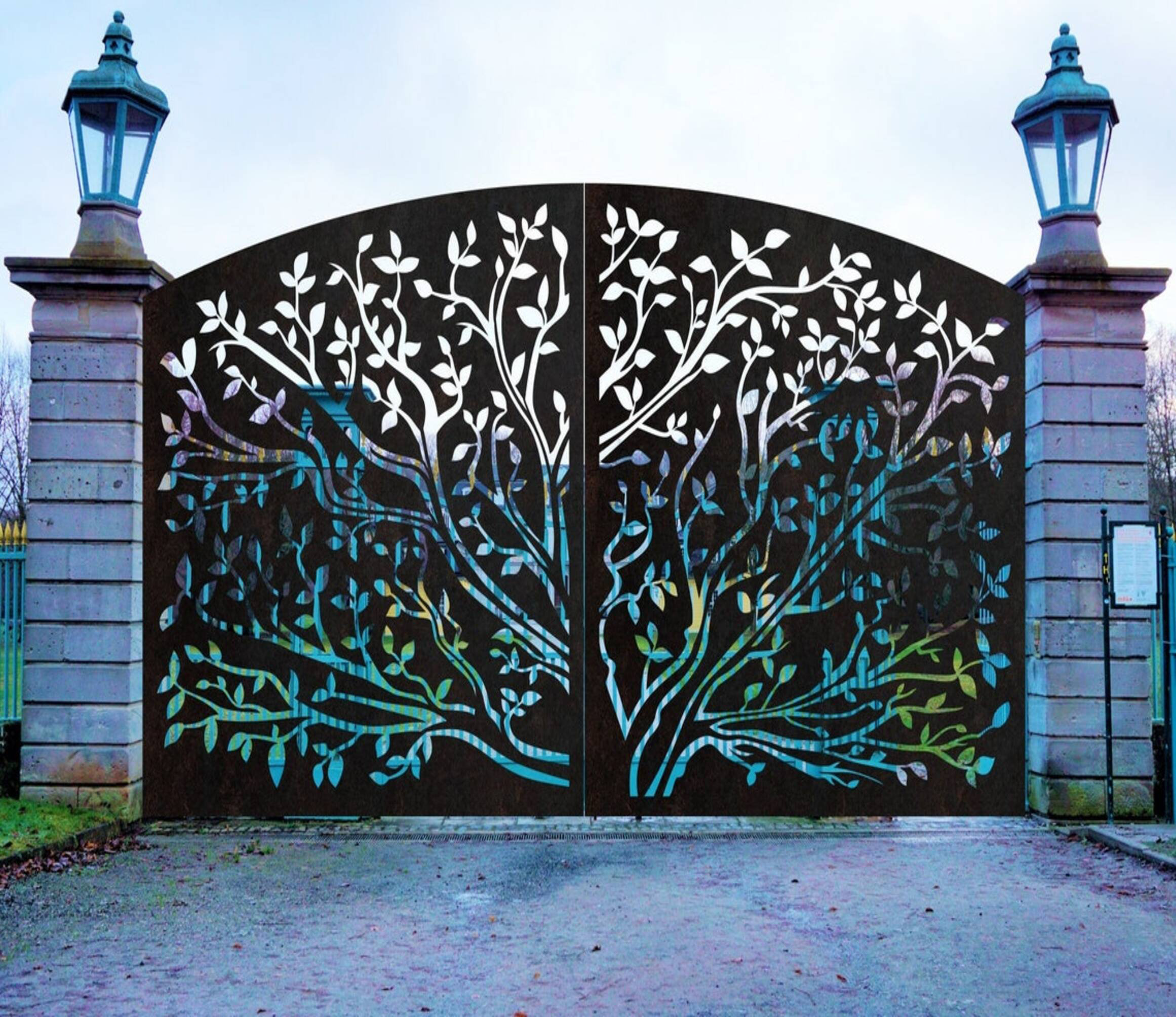 TAIMCO Dual Swing Tree Design Entry Gate | Heavy Duty Main Driveway ...