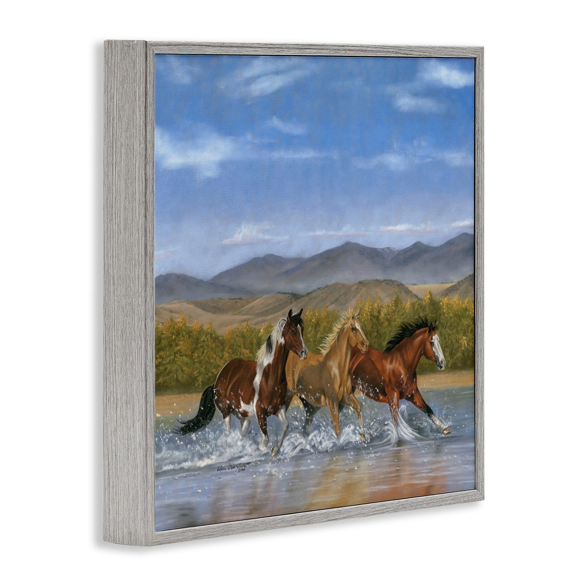 Stupell Industries Splashing River Horses Art by Victoria Schultz | Wayfair