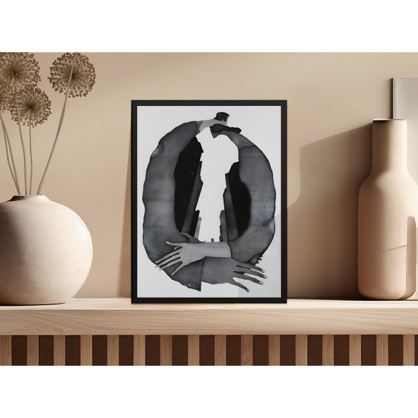 Ivy Bronx Intertwined Hands Building Silhouette Art Framed Poster ...