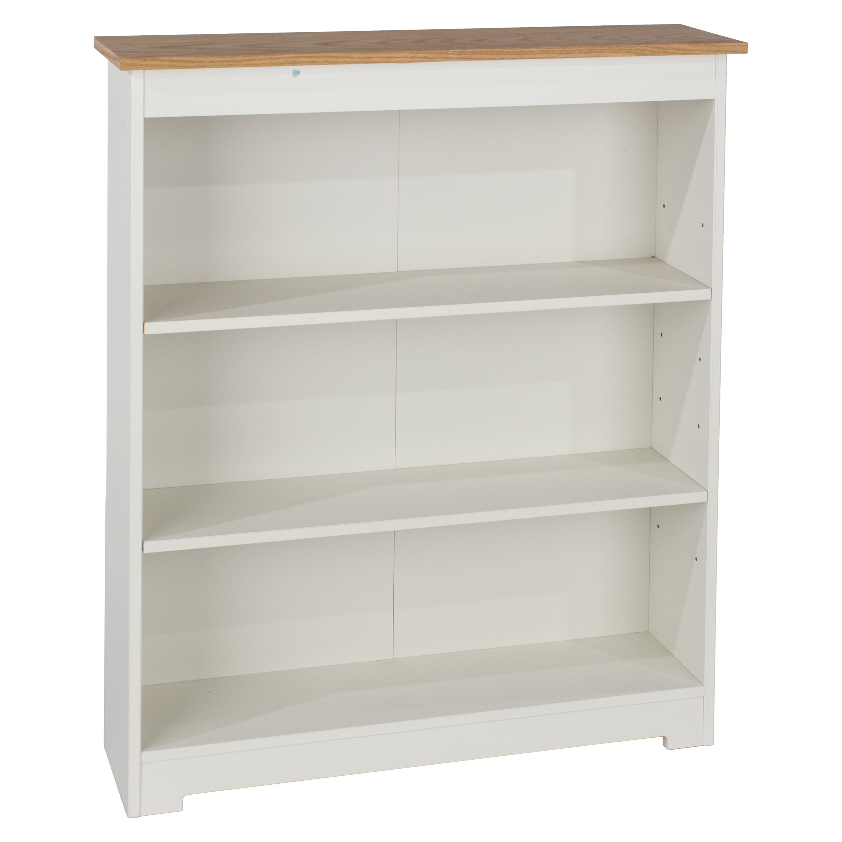 Brambly Cottage Bookcase, 3 Shelf Bookcase, Soft White Painted and Oak ...