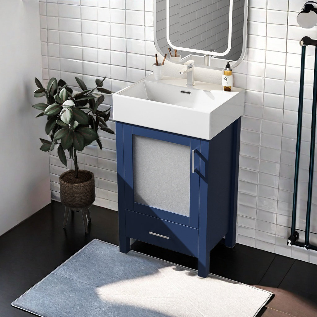 Ebern Designs 20-Inch Bathroom Vanity With Ceramic Sink And Ample ...