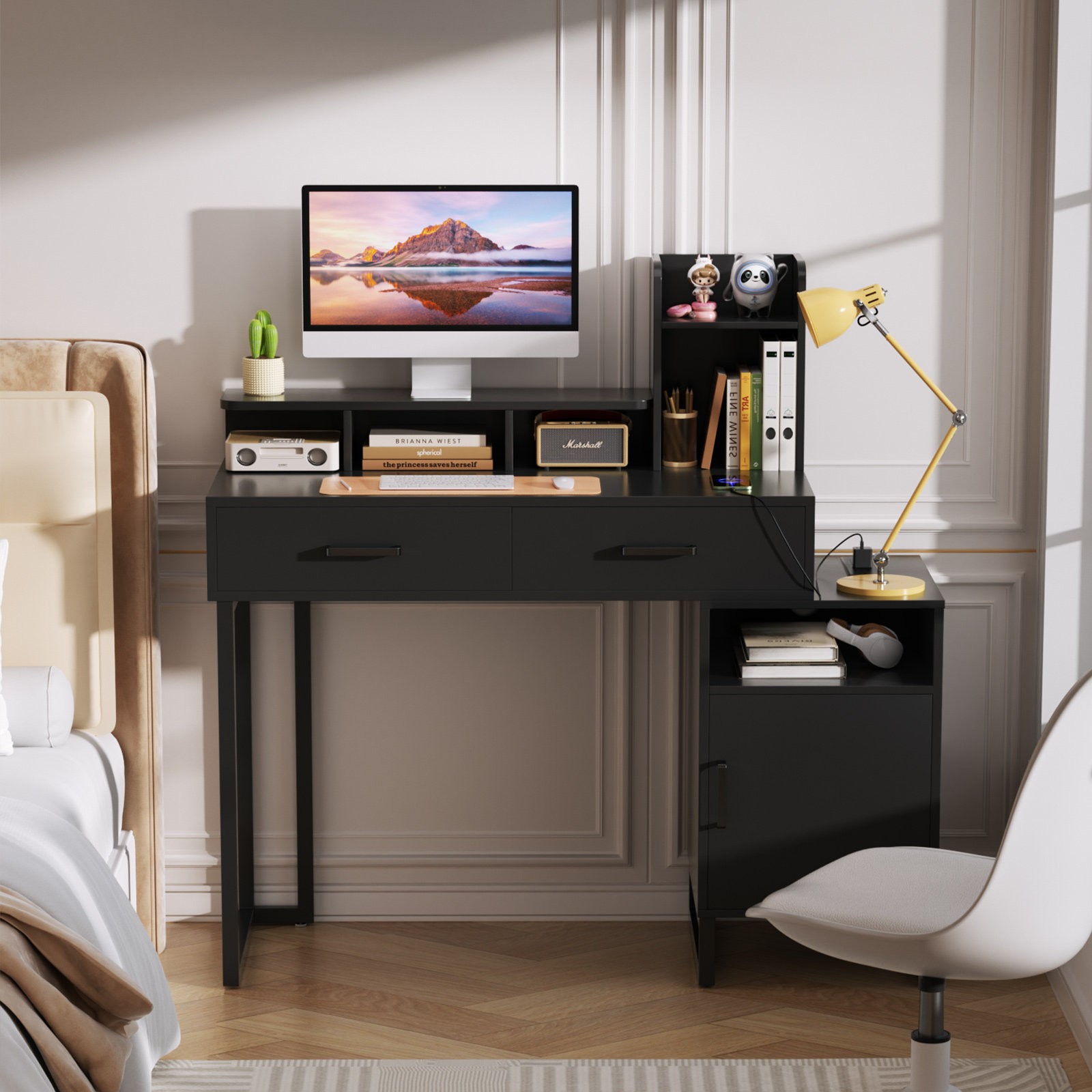 Wrought Studio Small Vanity Desk With Charging Station - Wayfair Canada