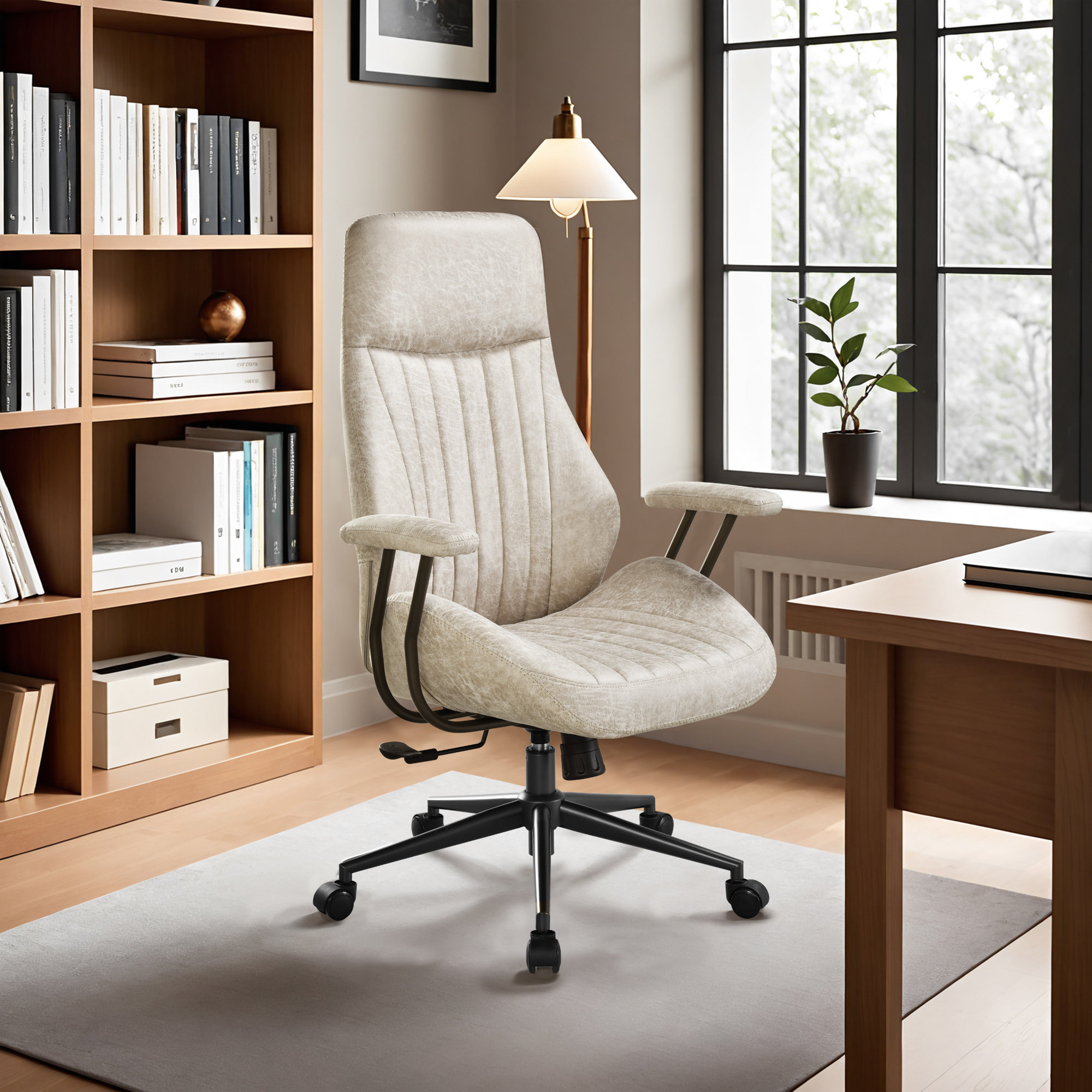 17 Stories Kalysia Ergonomic Suede Office Chair Home Office Desk Chair ...