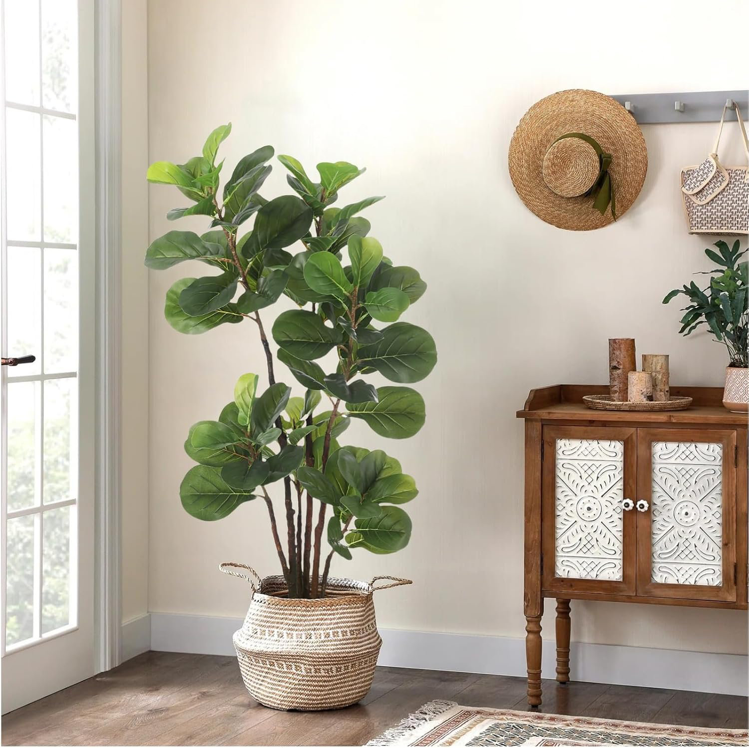 Primrue Artificial Fiddle Leaf Fig Tree - Realistic Leaf Faux Plant in ...