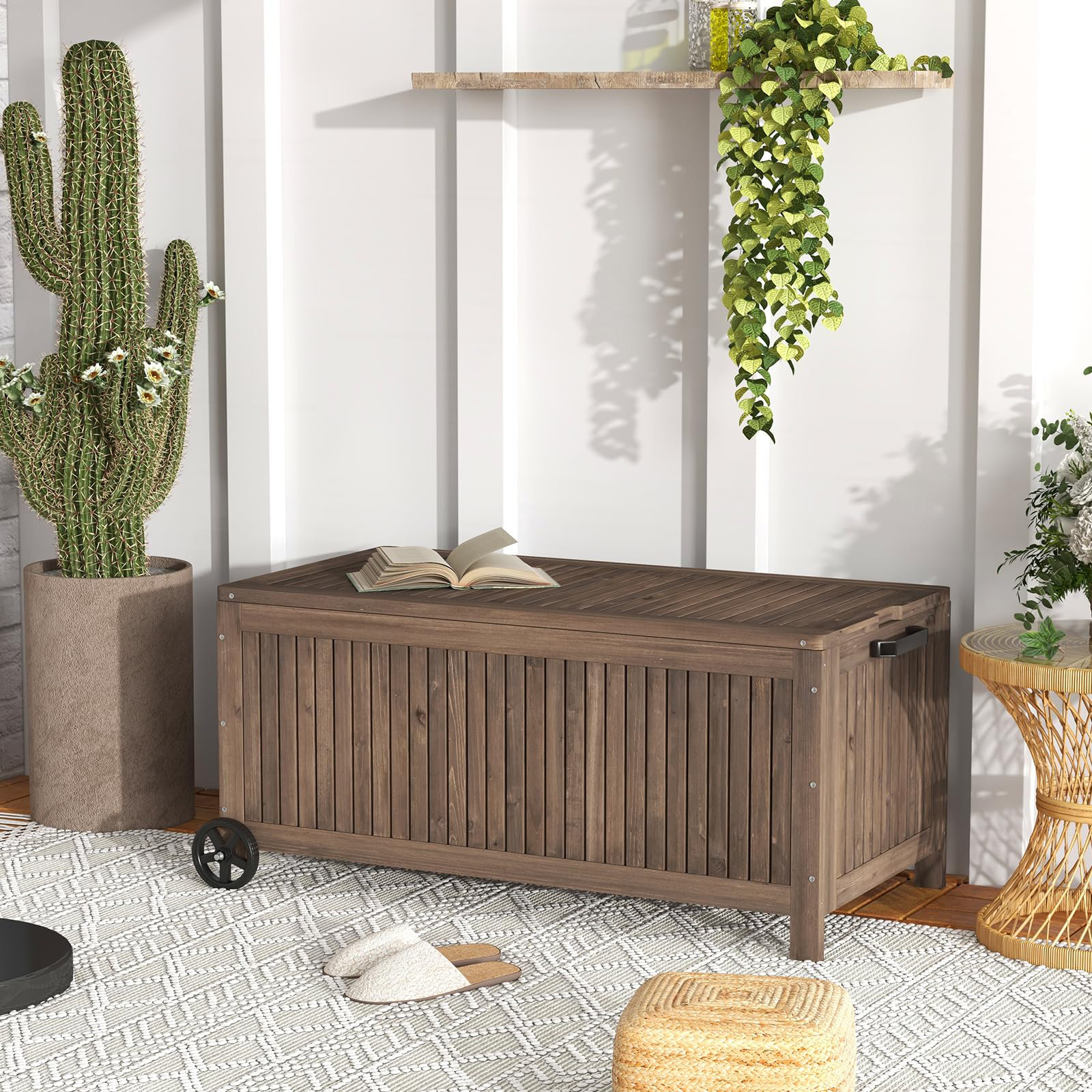 Bisiot Wooden Deck Box, Fir Wood Patio Storage Bench - Wayfair Canada