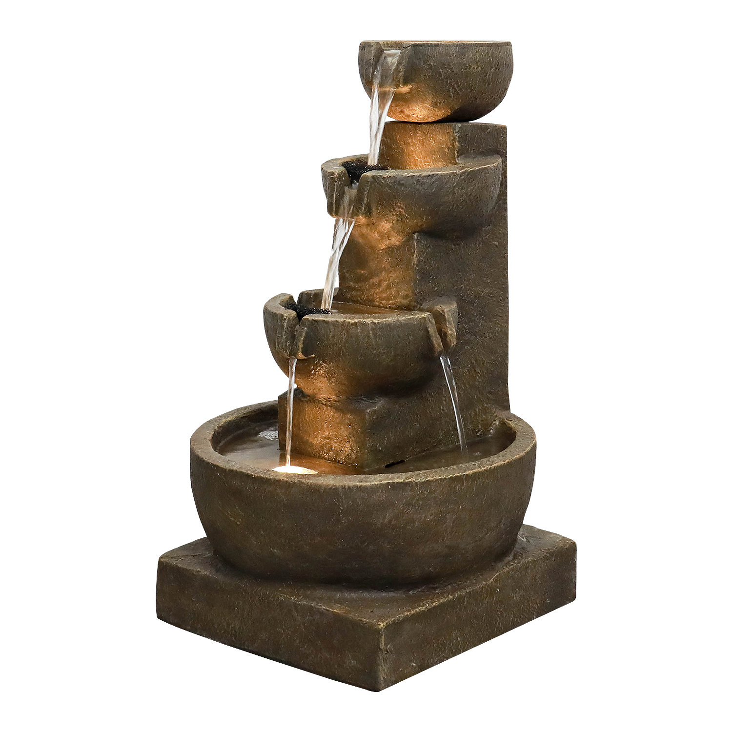 Bungalow Rose 27.7in H Concrete Water Fountain 4-Tier Water Feature for ...