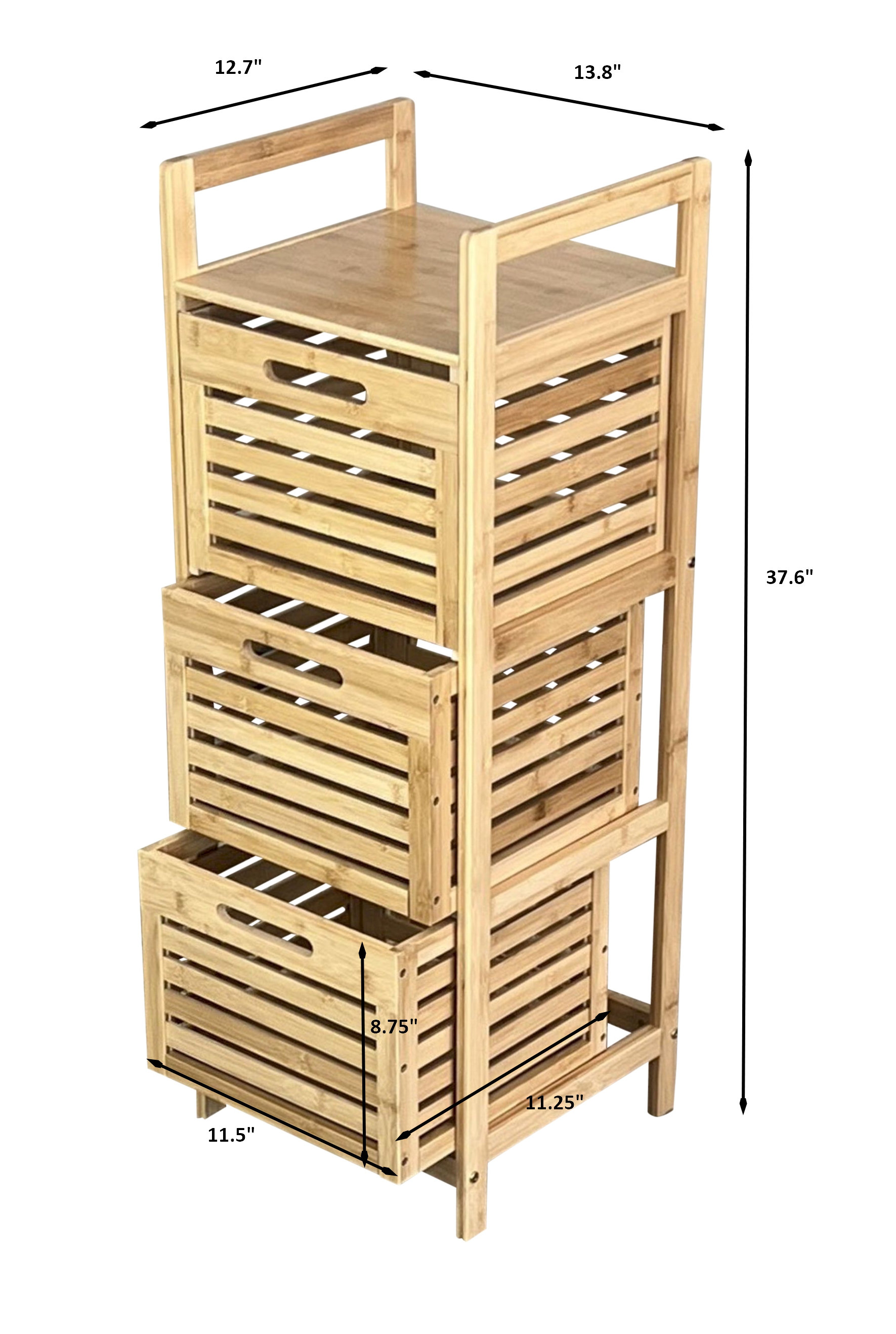 Loon Peak® Solid Bamboo 3 Drawer Pantry Tower | Wayfair