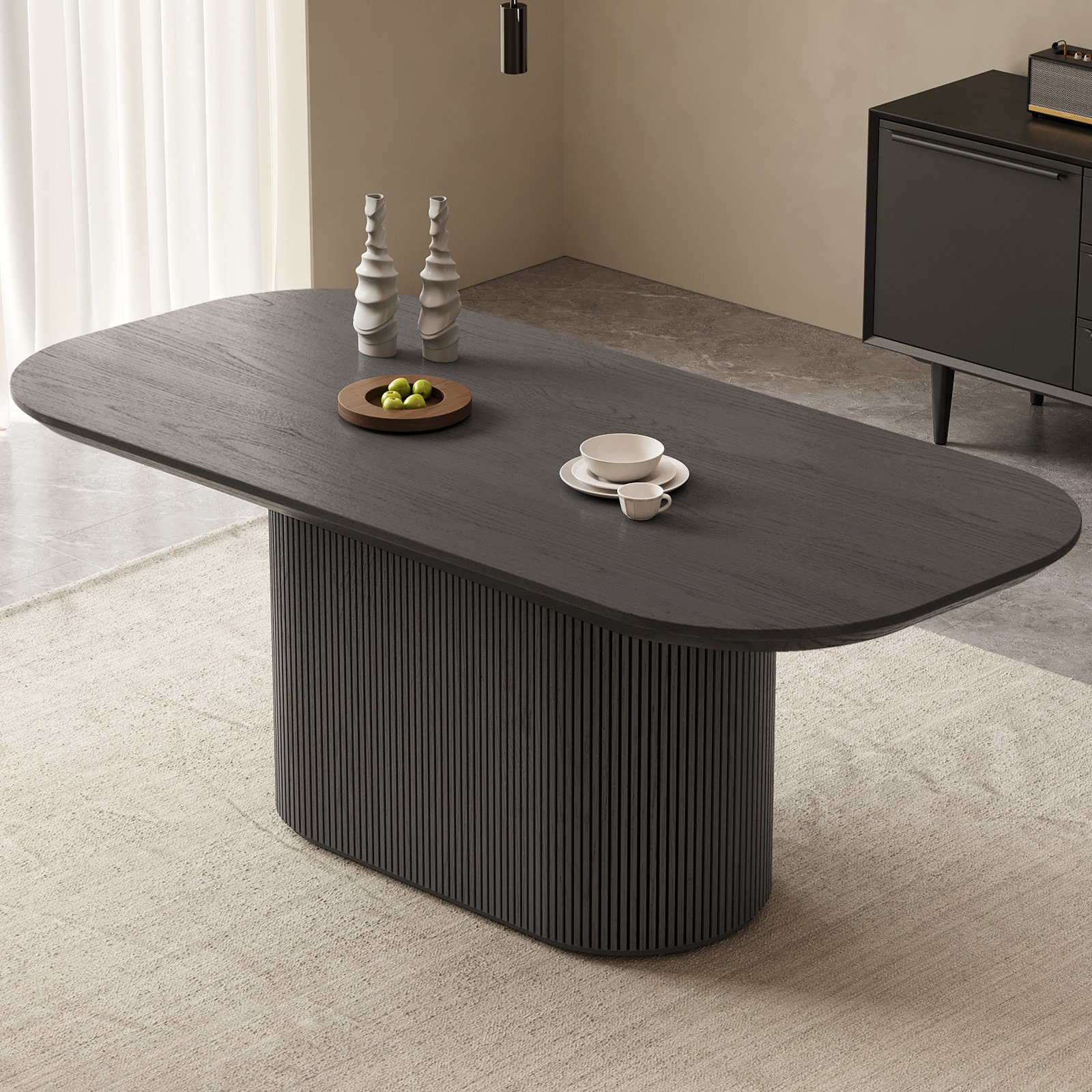 Ivy Bronx Oval Dining Table Dining Room Table for Kitchen, Bar, Living ...