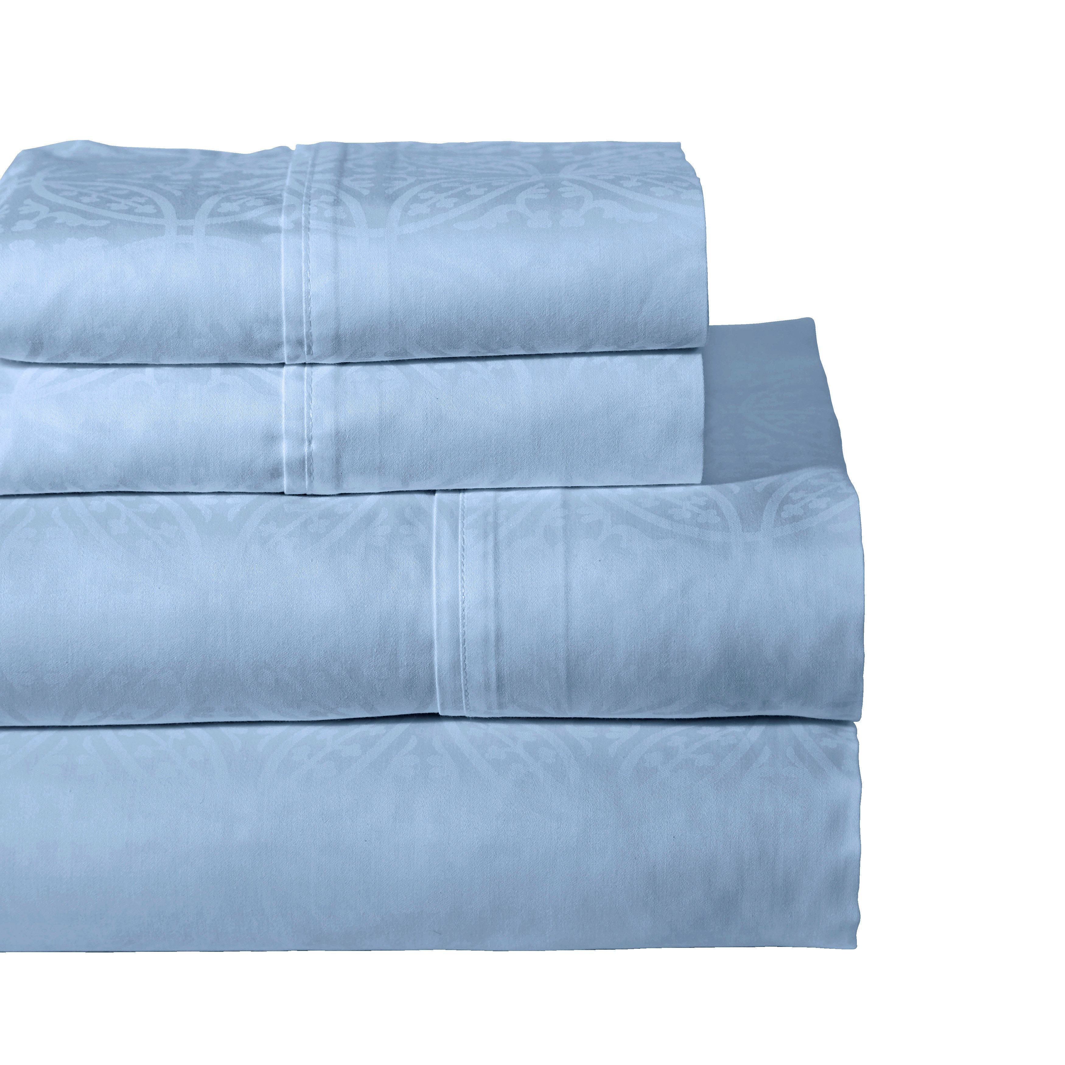 Pointehaven 300 Thread Count Tone-on-Tone 100% Cotton Sheet Set ...