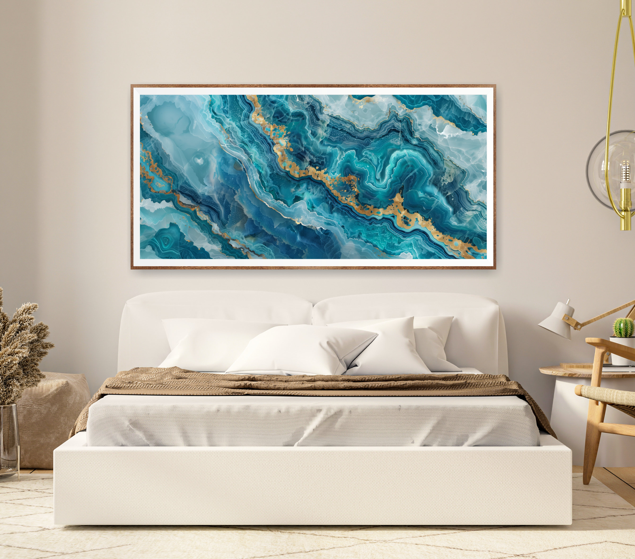 ART TERRITORY Abstract Aqua Teal Geode Wall Art Print or Canvas | Wayfair