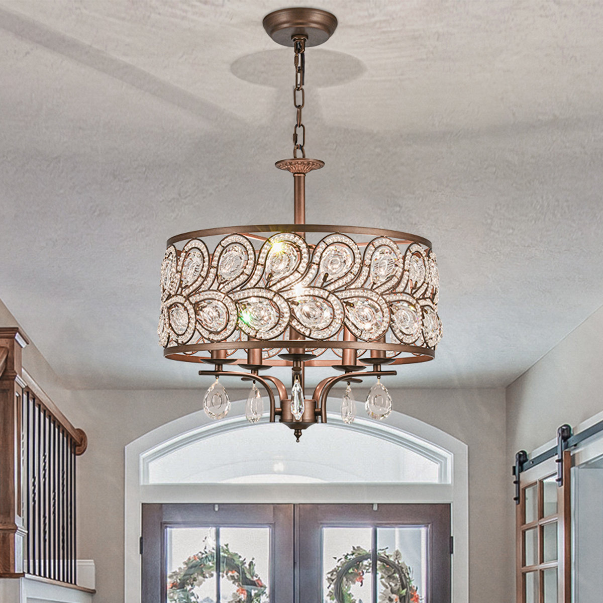 House of Hampton® Marrell 5 - Light Crystal Drum Lantern Chandelier ...