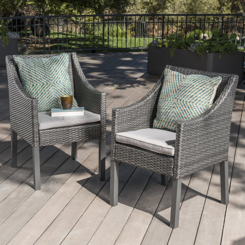 Winston Porter Amarveer Outdoor Dining Armchair with Cushion & Reviews ...
