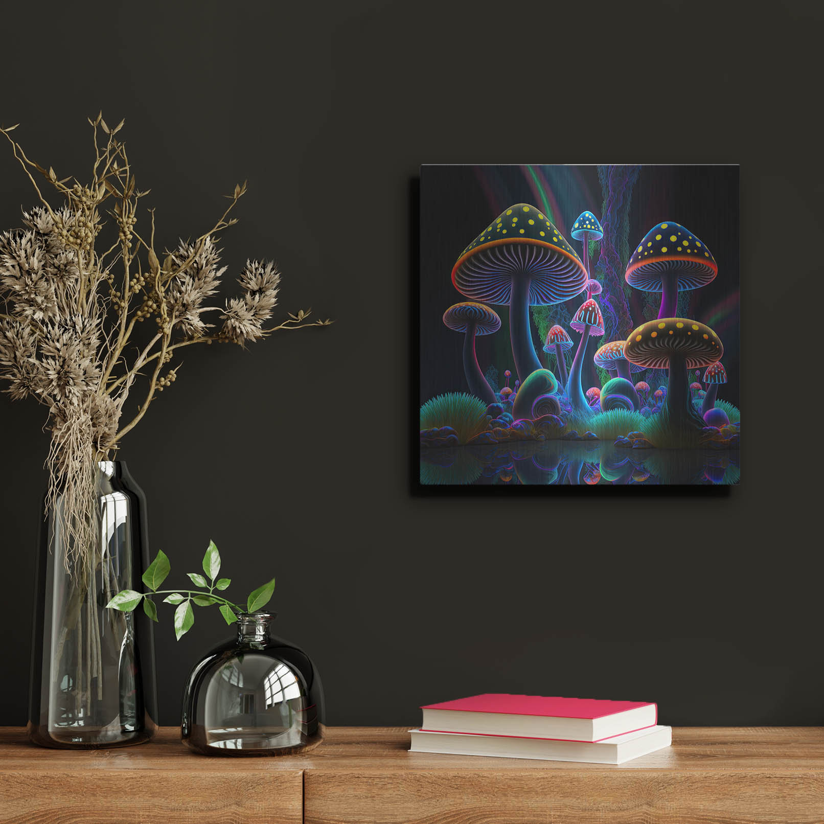 August Grove® 'Glowing Mushrooms' by The Golden Valley Metal Wall Art ...
