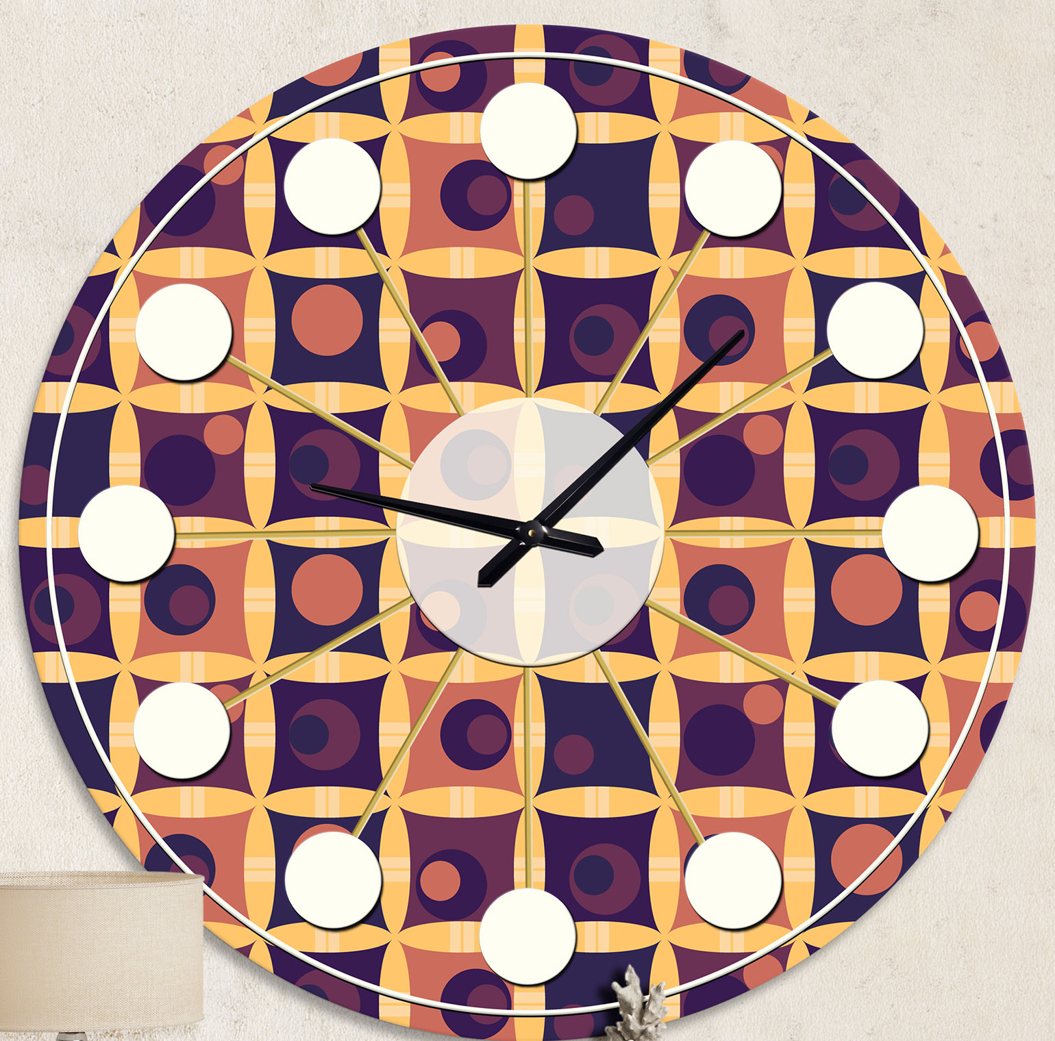 East Urban Home Retro Grid in Orange - Mid-Century Modern wall clock ...