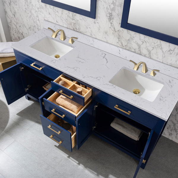 Bohuang 72'' Engineered Stone Double Bathroom Vanity Top with Sink ...