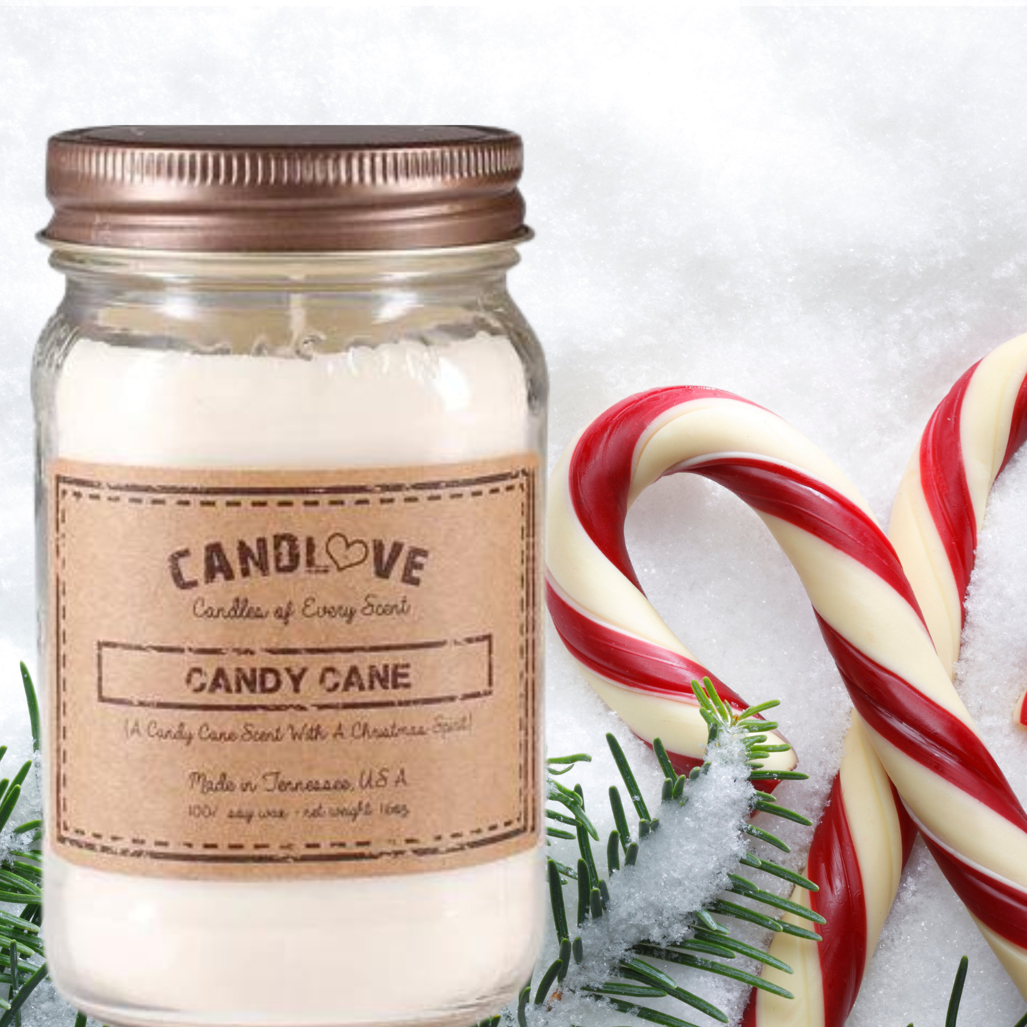 FizzIt Candy Cane Scented Jar Candle with Glass Holder | Wayfair