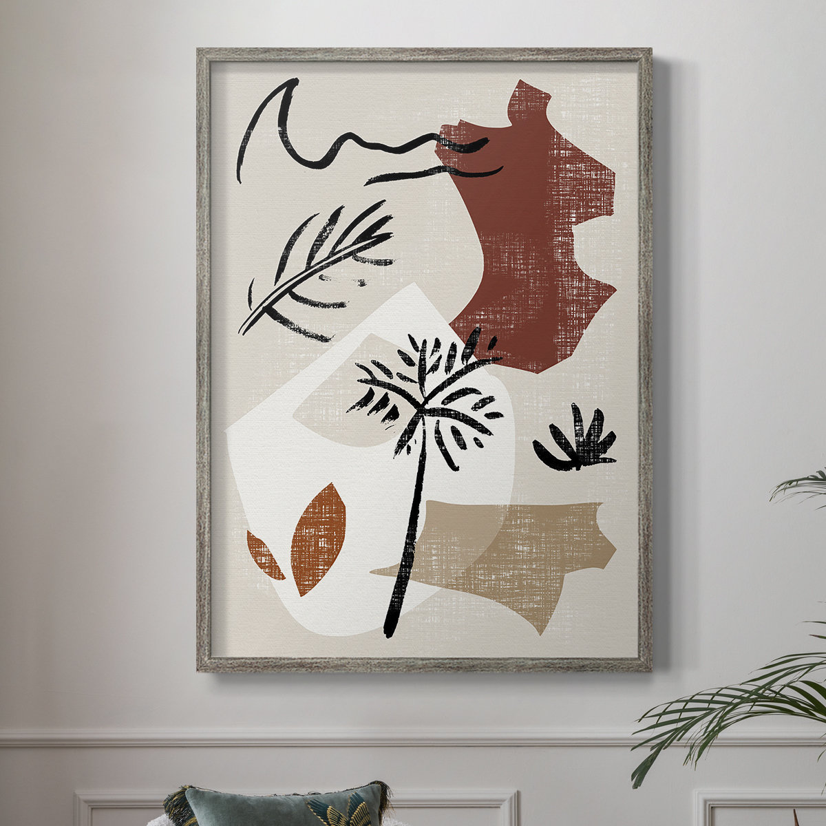The Holiday Aisle® Soft Palms V Framed Print - Solid Wood | Wayfair