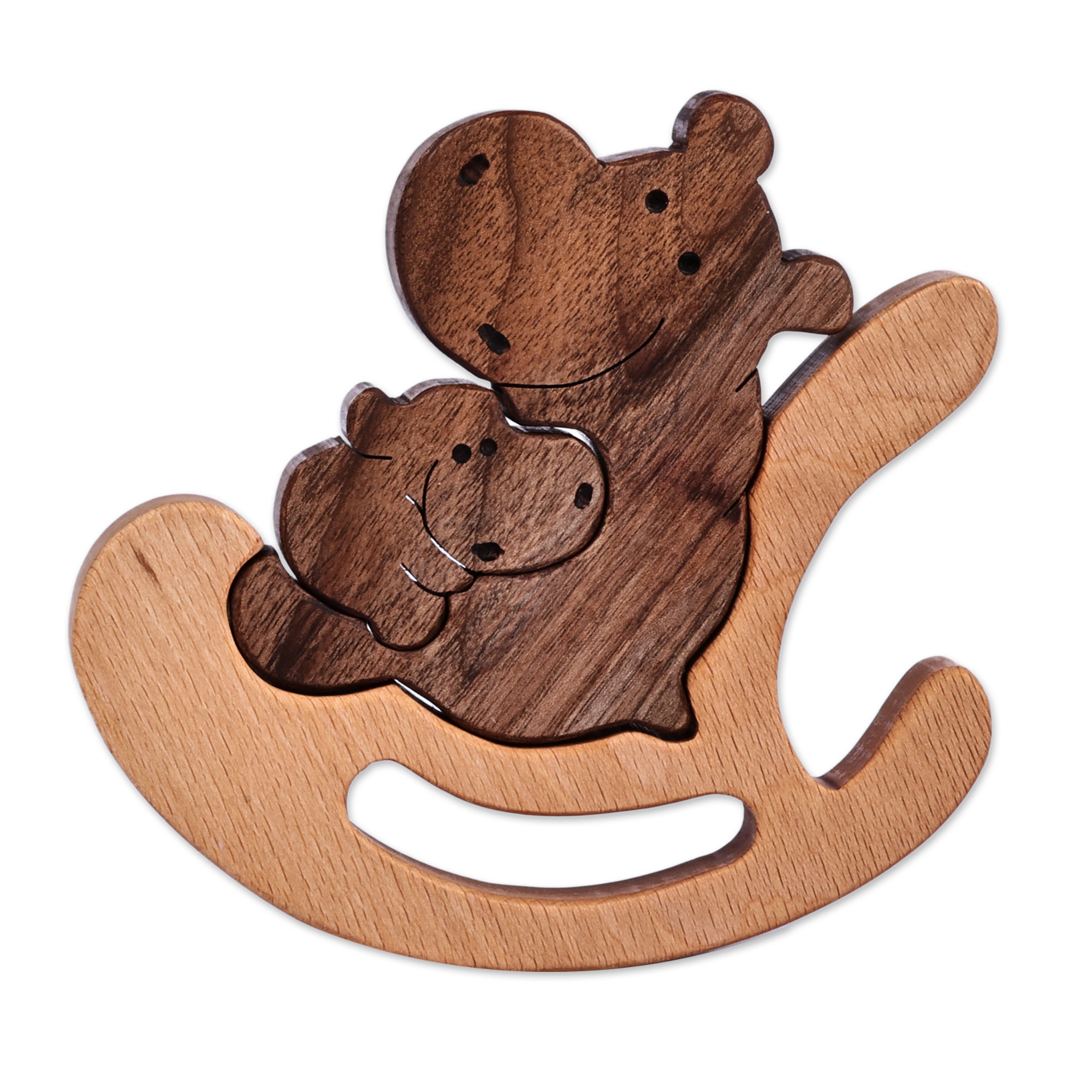 Trinx Handmade Nesting Hippos Wood Puzzle Sculpture (3 Pieces) | Wayfair