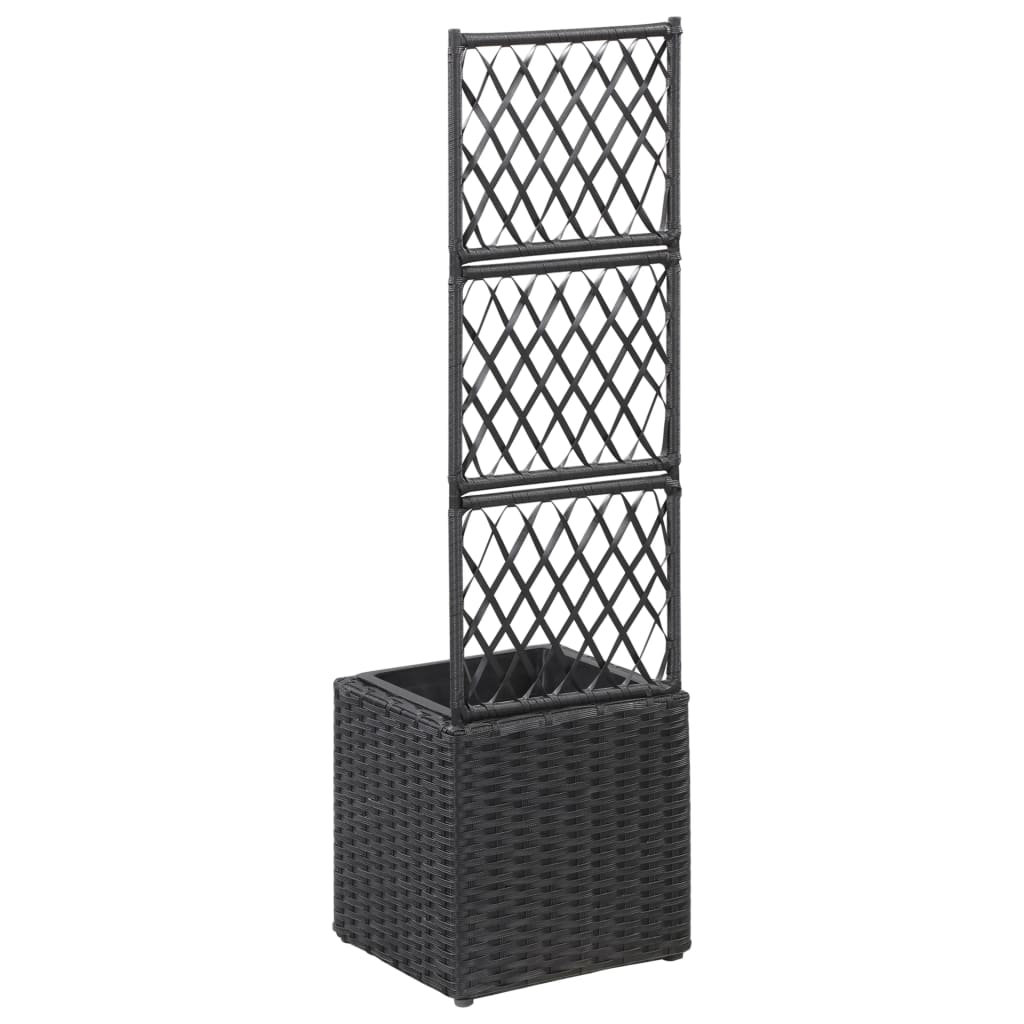 Latitude Run® Planter Flower Box Trellis Patio Raised Bed with Rattan ...