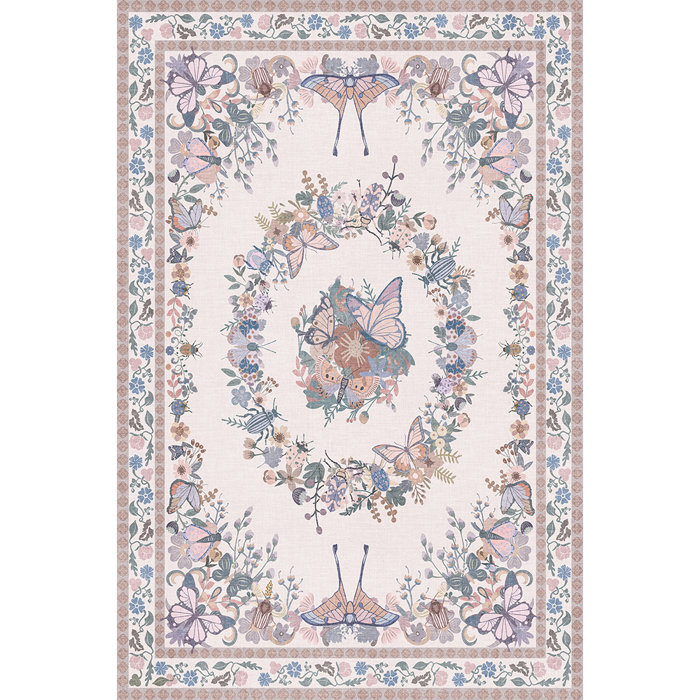 August Grove® Washable Area Rug Pink Butterfly Soft Accent Carpet ...