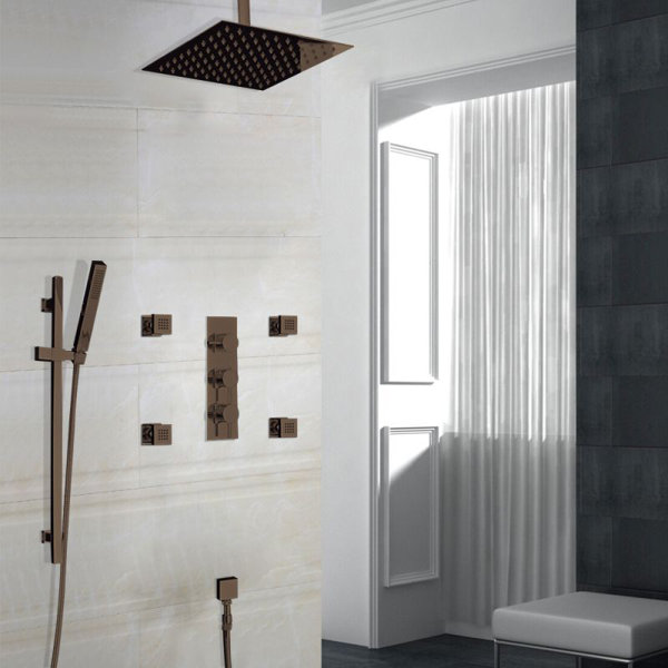 Juno Showers Premium 4-Jetted Body Massage Shower System with Rainfall ...