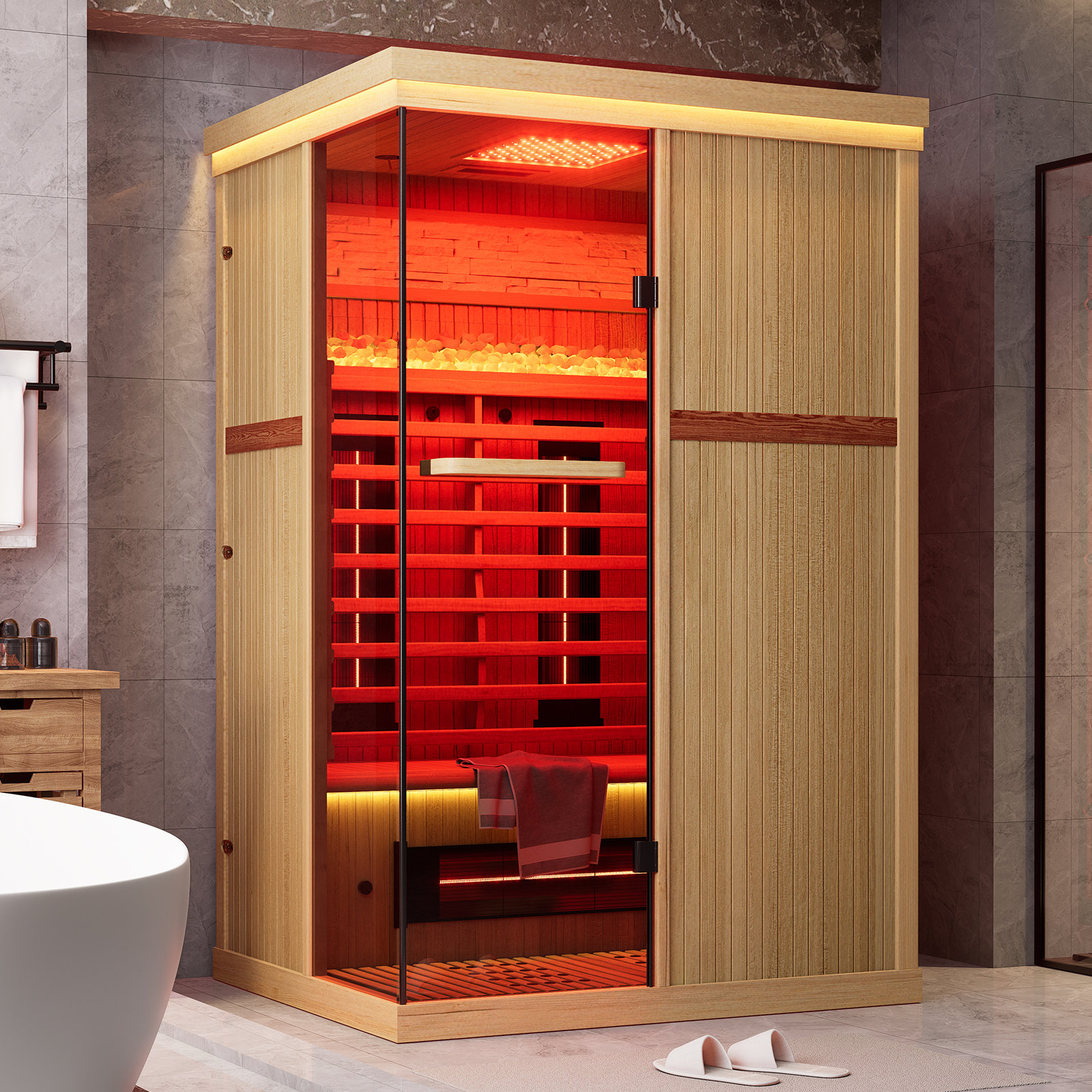 Meissalivve Full Spectrum Sauna For Home, 2 Person Indoor Infrared ...