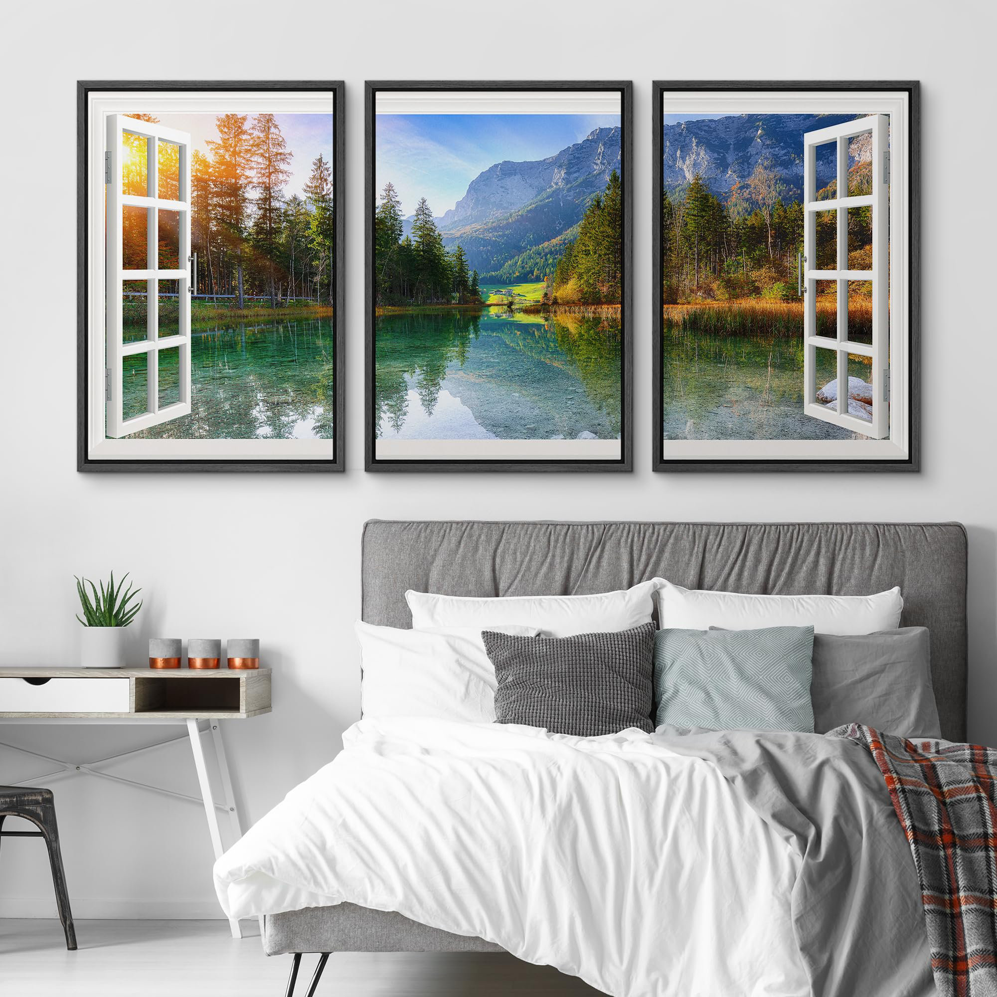 wall26 Window View Landscape Scenic Mountain and Lake Illustrations ...