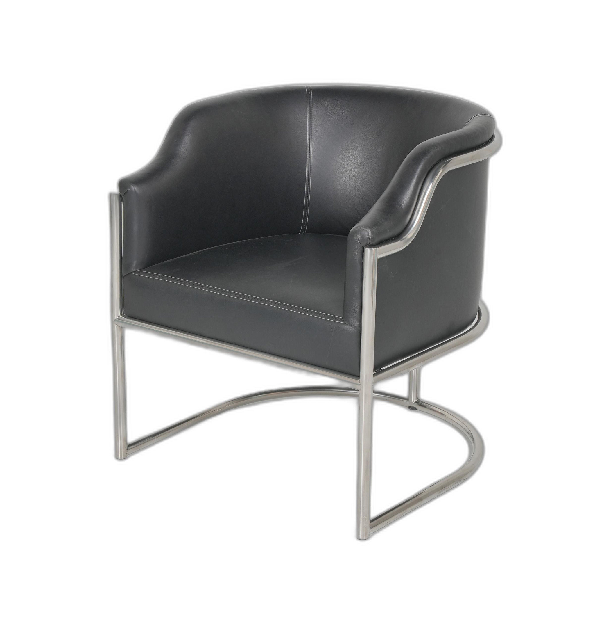 Mercer41 Charcoal and Silver Upholstered Leather Curved Back Dining Arm ...