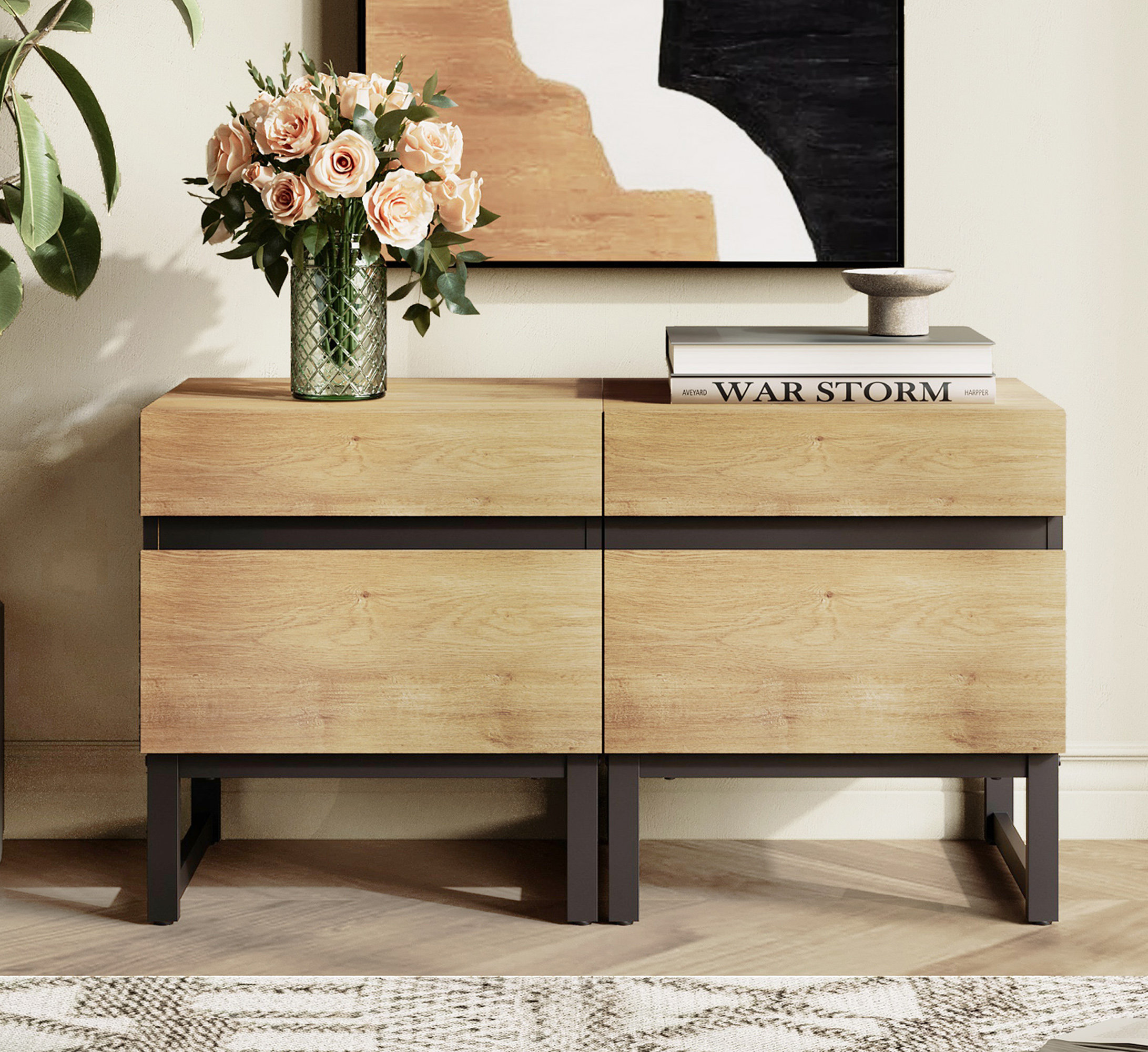 Latitude Run® Nellie 2 Pack Modern End Table With 2 Drawers, Farmhouse ...