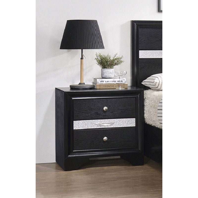 17 Stories Modern 2-Drawer Nightstand, End Table, Bedroom Wood Side ...