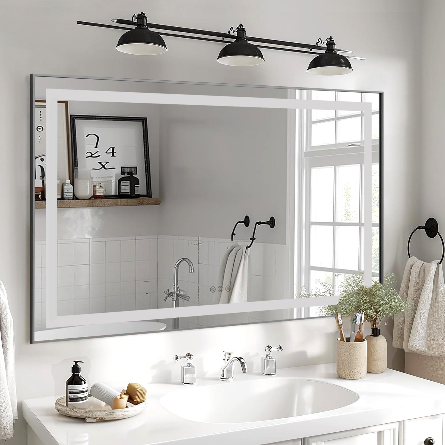 Interbath Led Mirror Bathroom Vanity Mirror With Back Light,wall Mount ...