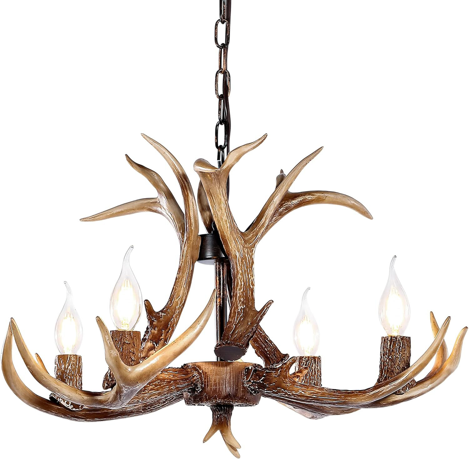 Foundry Select Vintage Rustic Antler Chandelier Lighting Fixture With ...