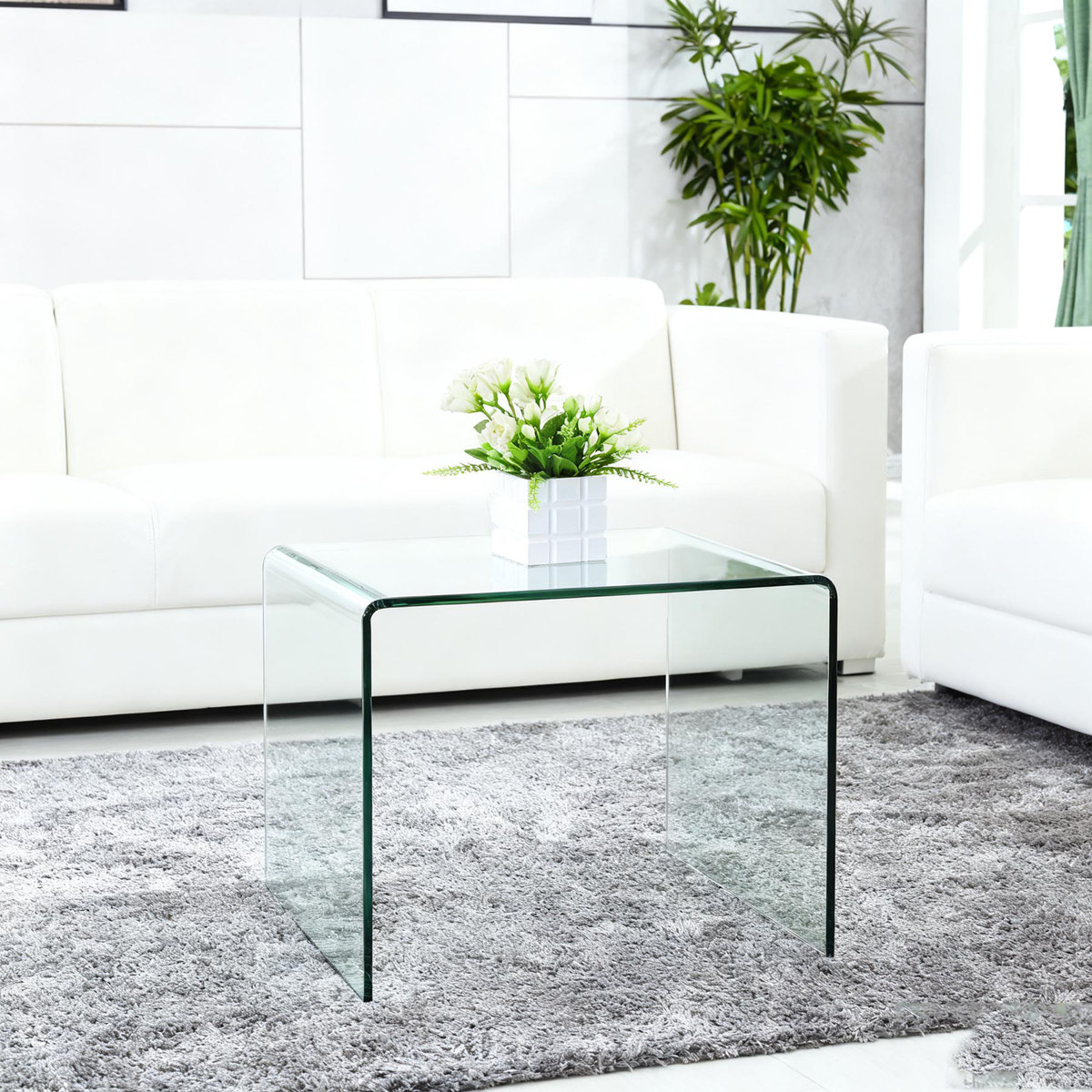Wrought Studio™ Transparent End Table,tempered Clear Bent Glass ...