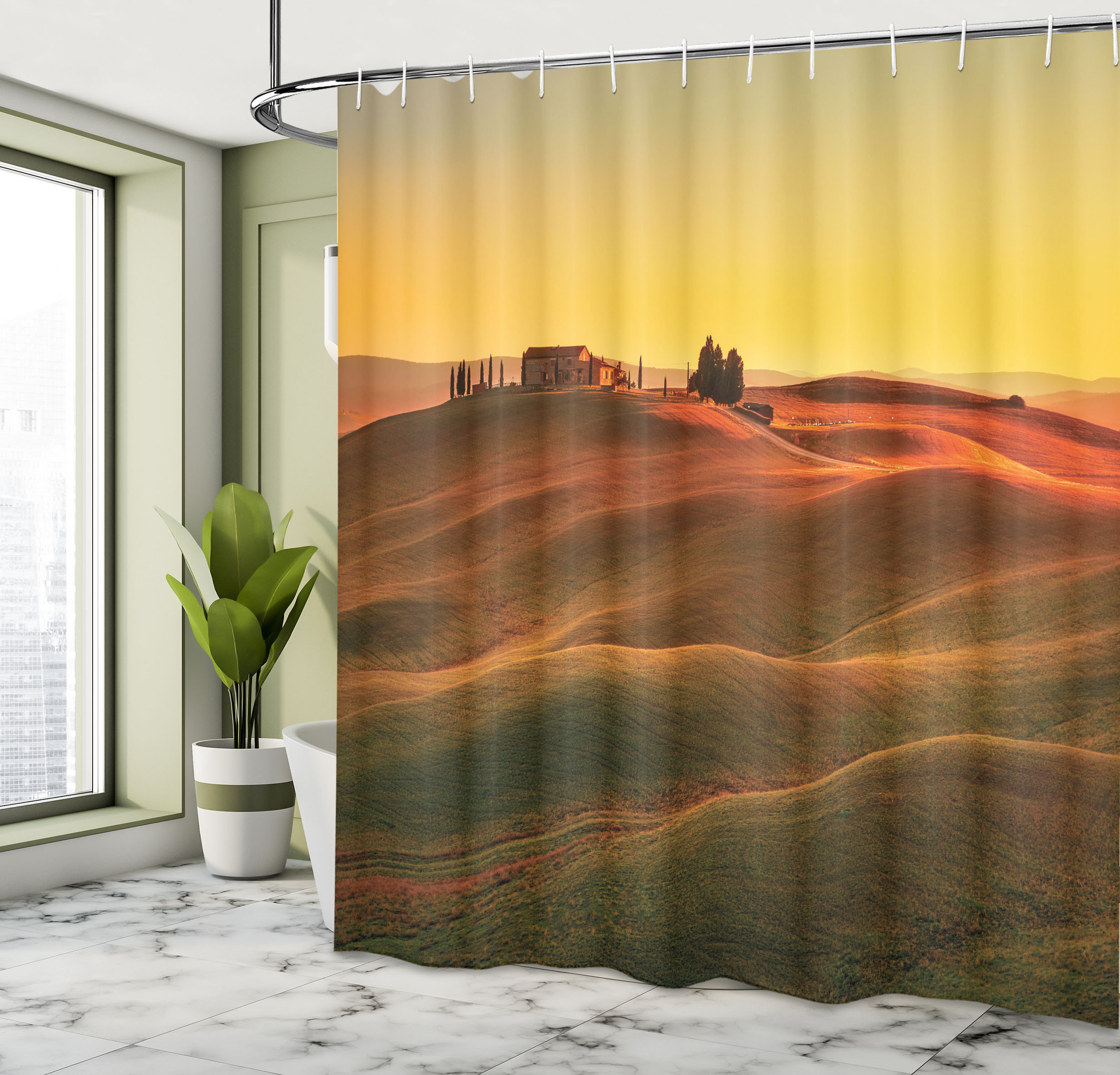 East Urban Home Italian Shower Curtain Set + Hooks | Wayfair