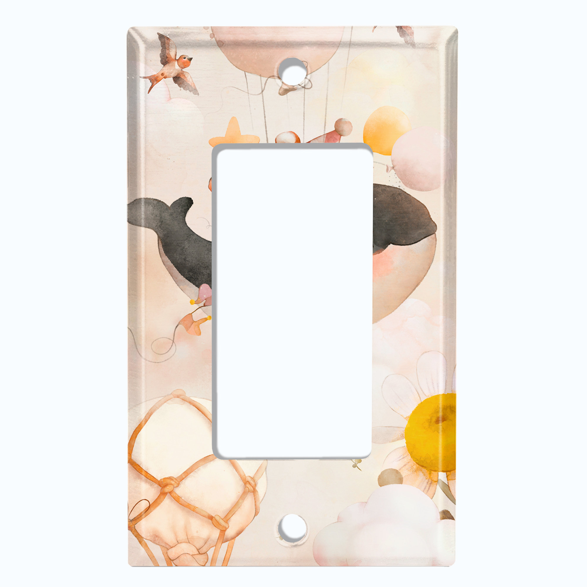 WorldAcc Cute Nursery Whale Rabbit Cloud 1-Gang Toggle Light Switch ...