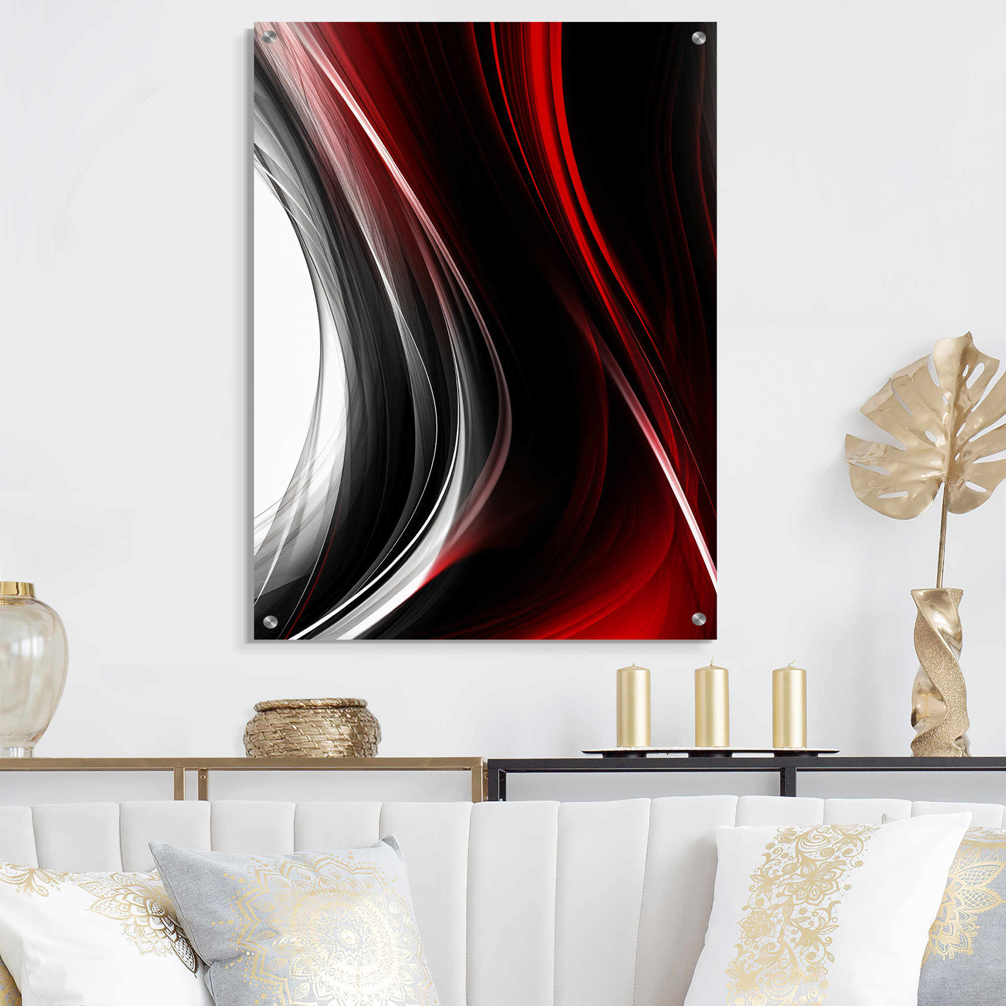 Ivy Bronx Red Black Infinite Ripples II - Abstract Modern Waves Acrylic ...