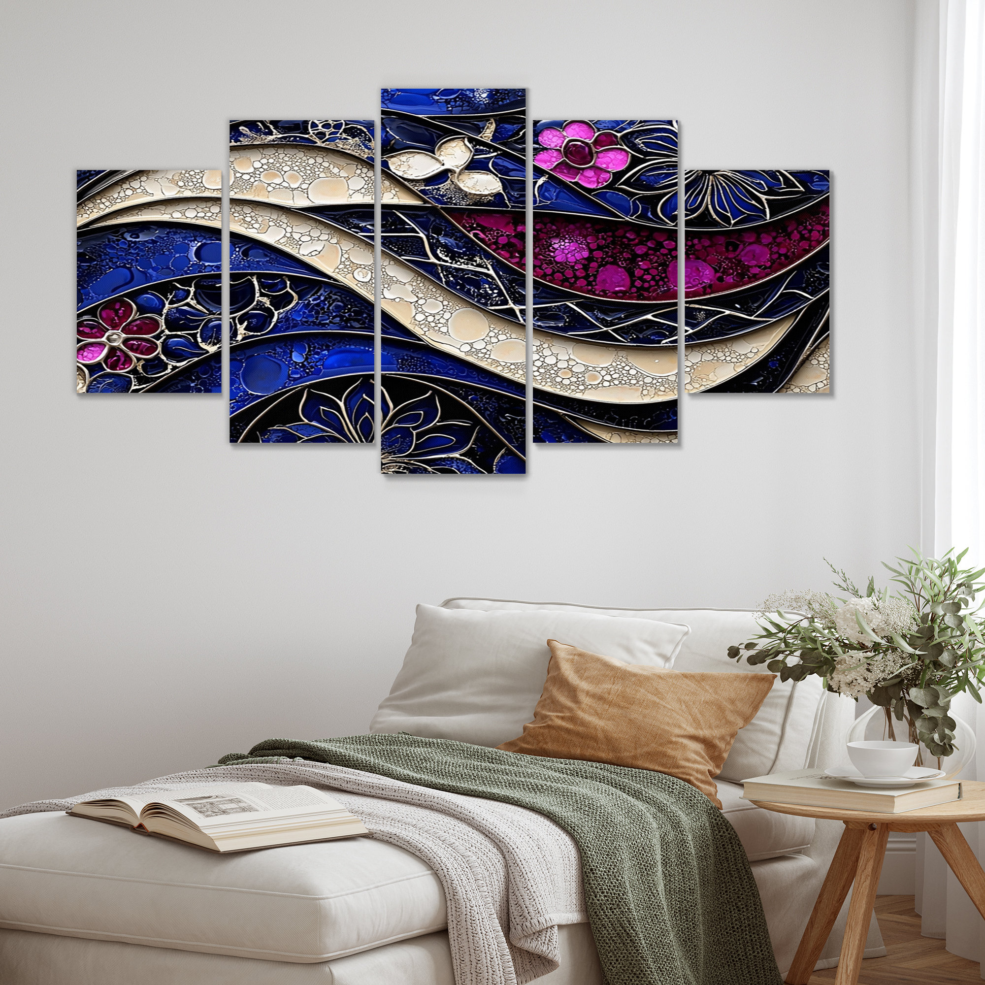 Winston Porter Purple And Blue Fractal Modern Waves I - Abstract Modern ...