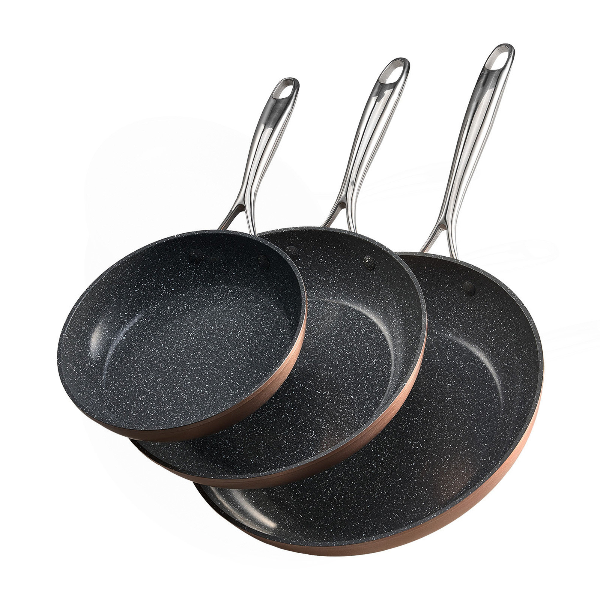 FOSHANZHENGONG 3 Piece Frying Pan Aluminum Skillet Set 8 10 12 In ...