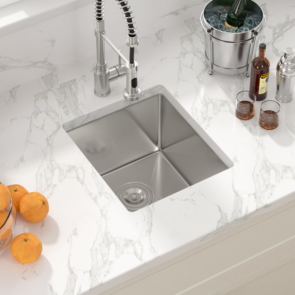 Sarlai 17" L x 19" W Bar Sink Undermount Single Bowl 16 Guage Stainless ...